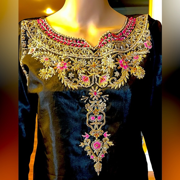 Dresses | Fancy Pakistani 3 Pieces Dress Shalwar Suithand Made Embroidered Satin Silk | Poshmark